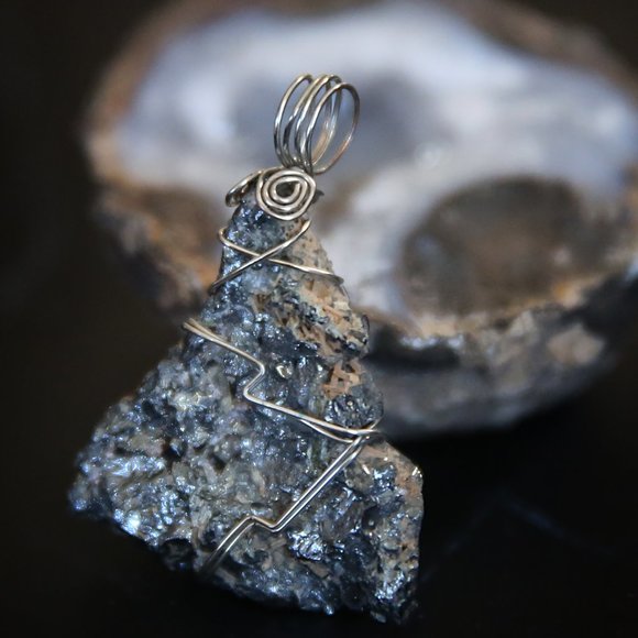Monene | Jewelry | Wire Wrapped Triangle Shaped Hematite Rough Stone | Poshmark